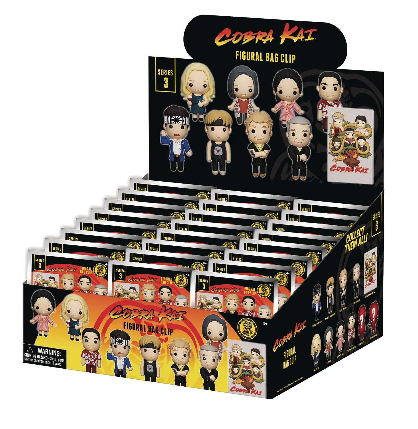 Cobra Kai 3D Figural Bag Clip Cobra Kai Series 3 Mystery Box 24 Packs ...