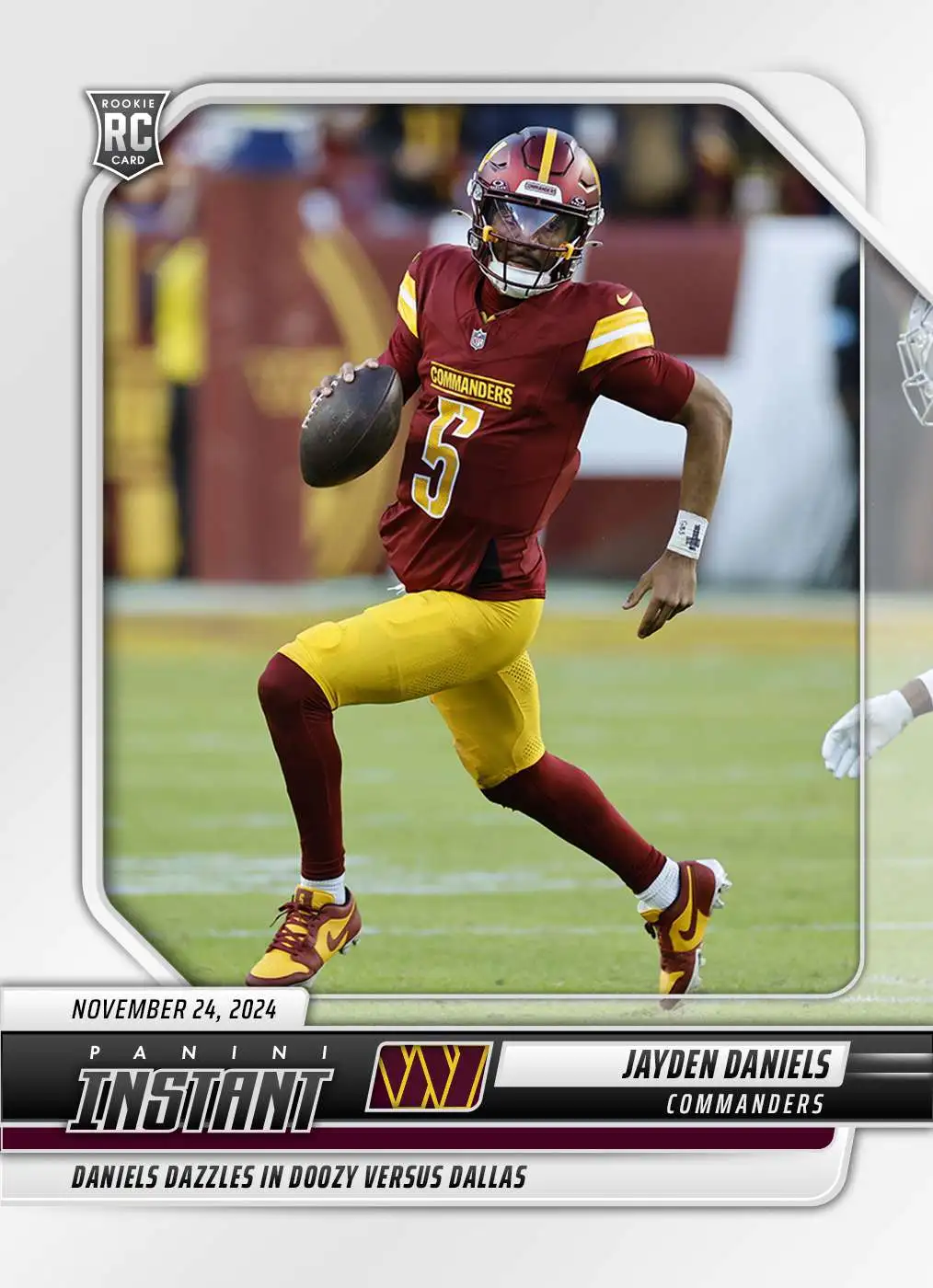 NFL Washington Commanders 2024 Instant Football Single Card Jayden Daniels 170 Rookie, Dazzles ...
