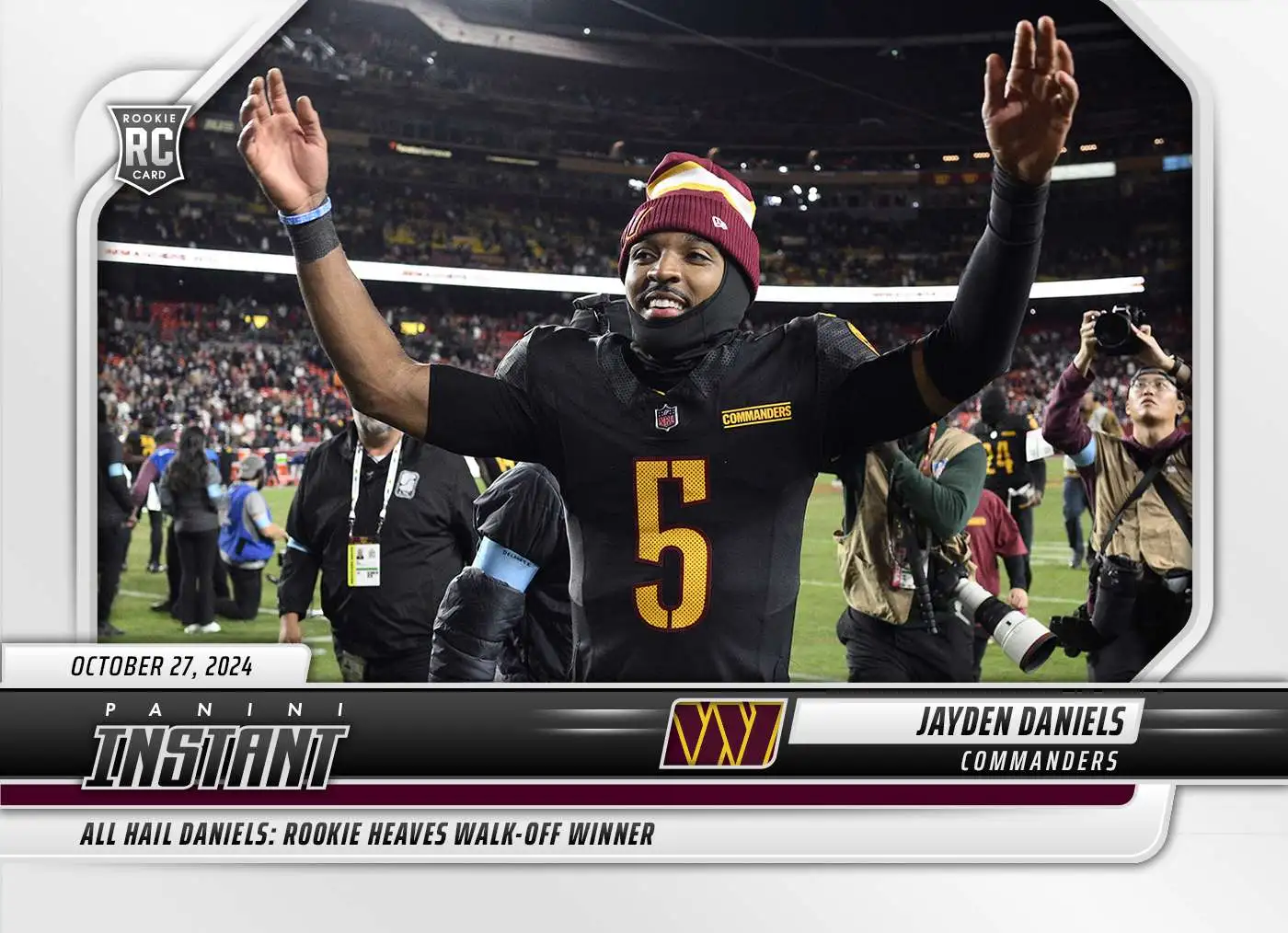 NFL Washington Commanders 2024 Instant Football Single Card Jayden Daniels 112 Rookie, All Hail ...