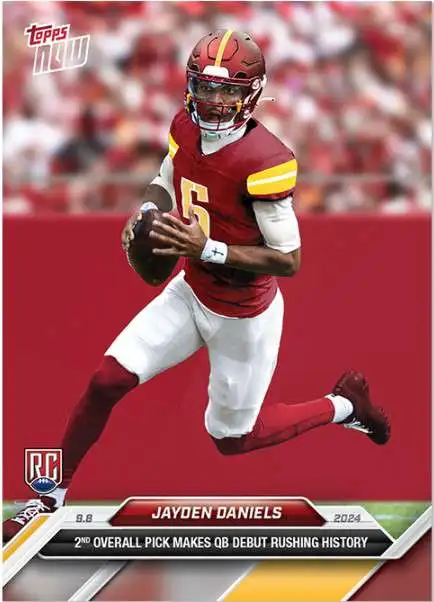 NFL Washington Commanders 2024 NOW Football Single Card Jayden Daniels 3 Rookie, 2nd Overall ...