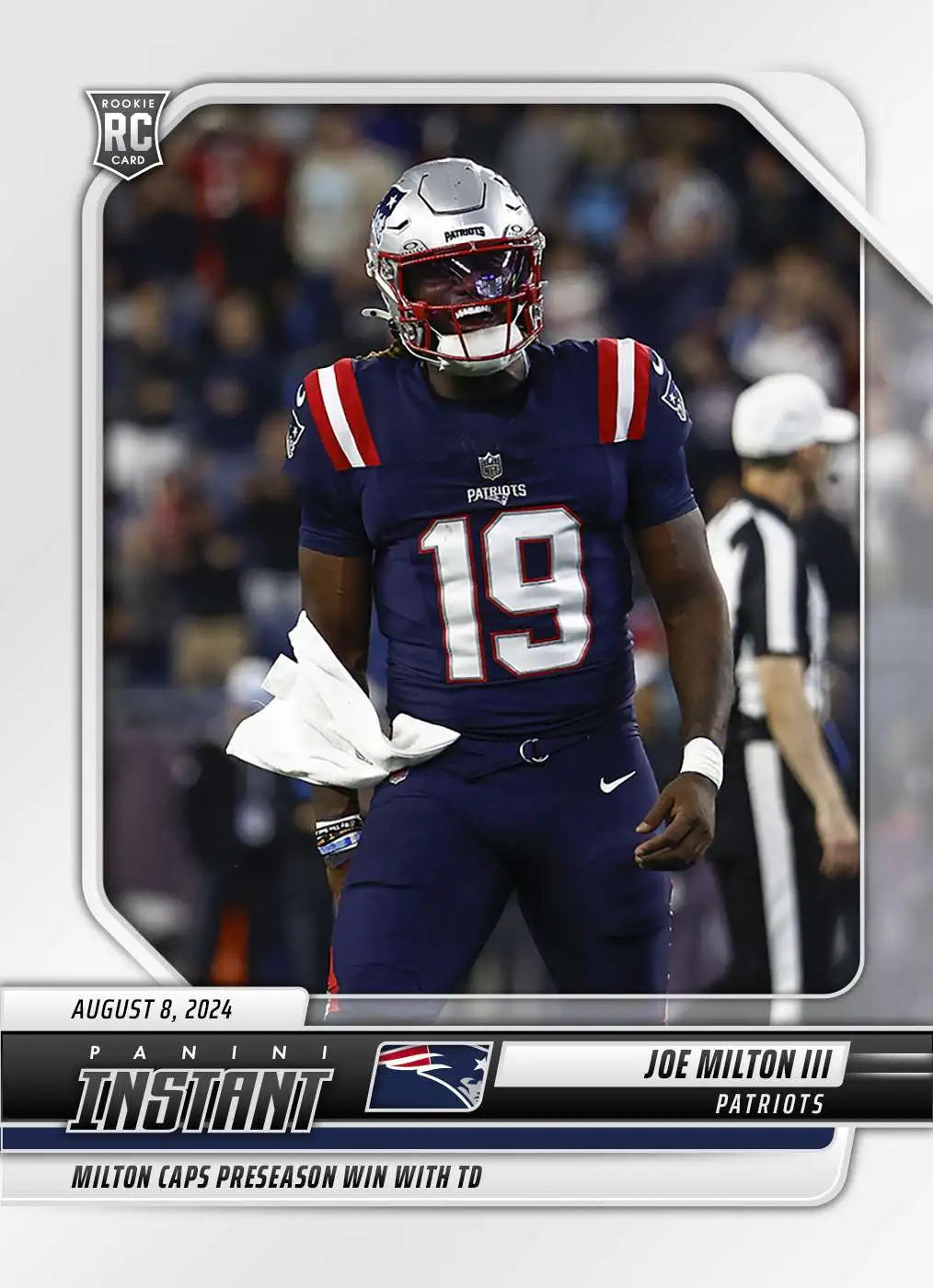 NFL New England Patriots 2024 Instant Preseason Football Single Card Joe Milton III 1 Rookie ...