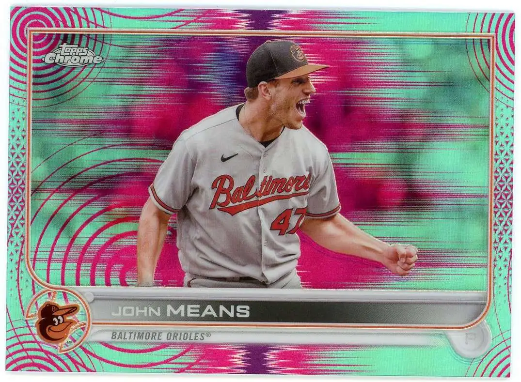 MLB 2022 Topps Chrome Single Card 174199 Sonic Aqua Pink Refractor John Means 176 - ToyWiz