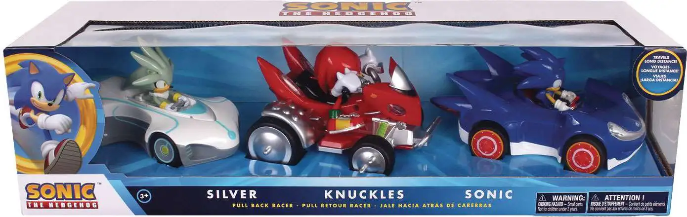 Sonic The Hedgehog Pullback Racers Sonic, Knuckles Silver Vehicle 3 ...