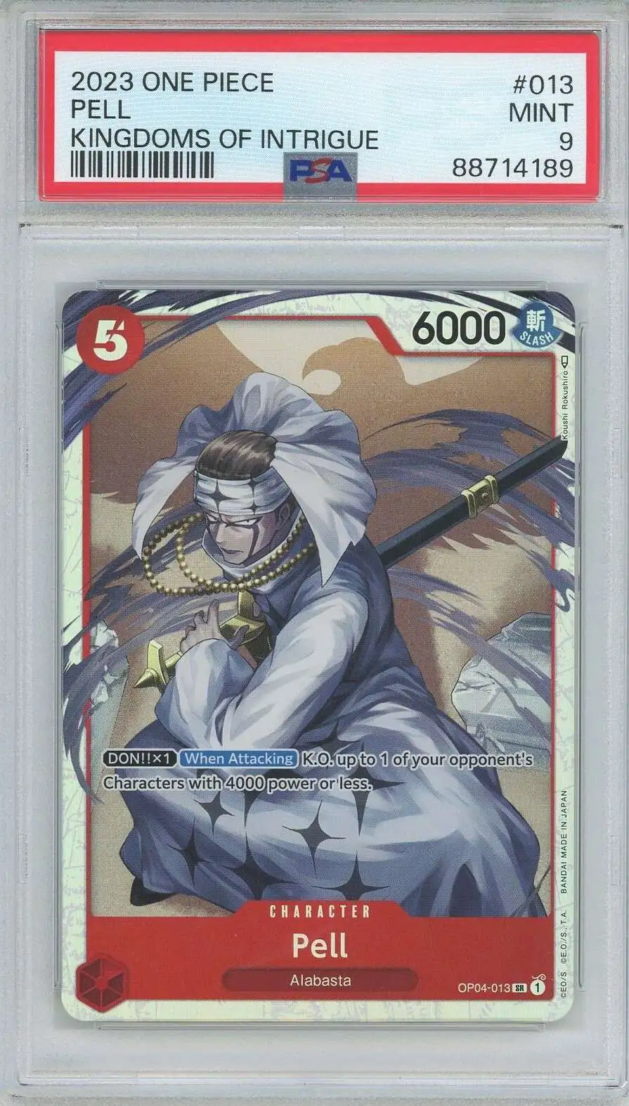 One Piece Trading Card Game Kingdoms of Intrigue Single Card Super Rare Pell OP04-0513 PSA 9 ...