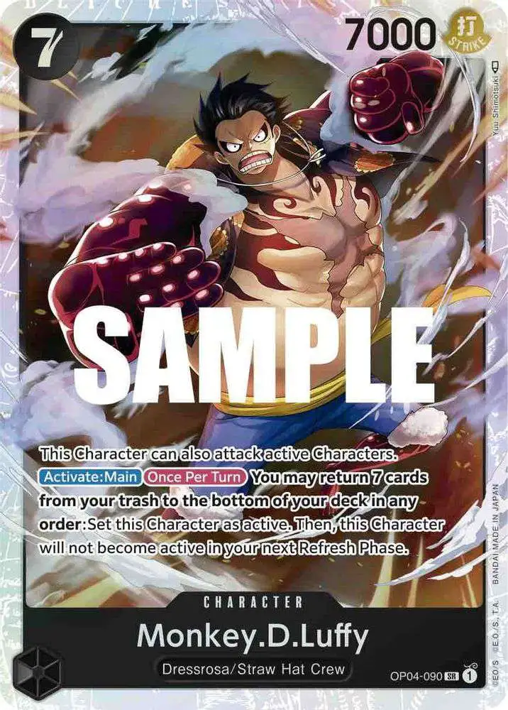 One Piece Trading Card Game Kingdoms of Intrigue Single Card Super Rare Monkey D. Luffy OP04-090 ...