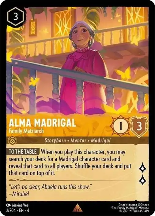 Disney Lorcana Trading Card Game Ursulas Return Single Card Rare Alma Madrigal - Matriarch of ...