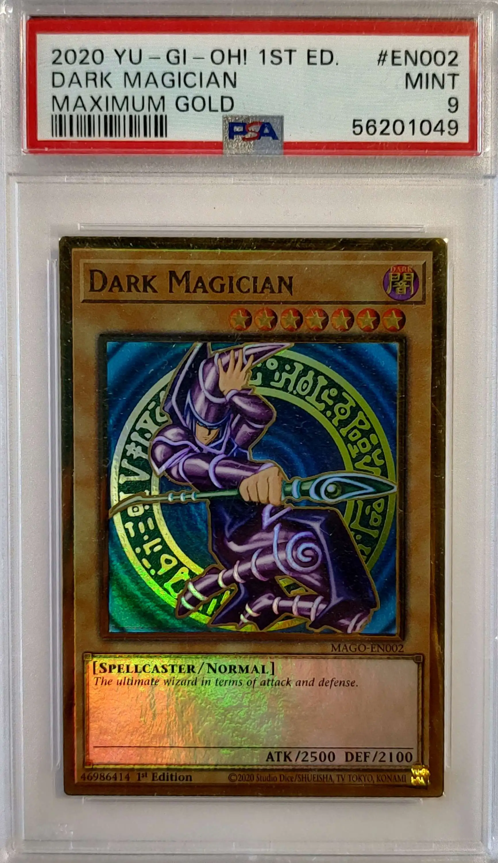YuGiOh Maximum Gold Single Card Dark Magician MAGO-EN002 1st Edition, PSA 9.0 Mint - ToyWiz