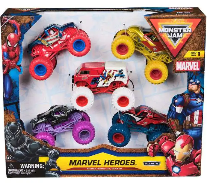 Monster Jam Marvel Spider-Man, Black Panther, Iron Man, Hulk Captain ...