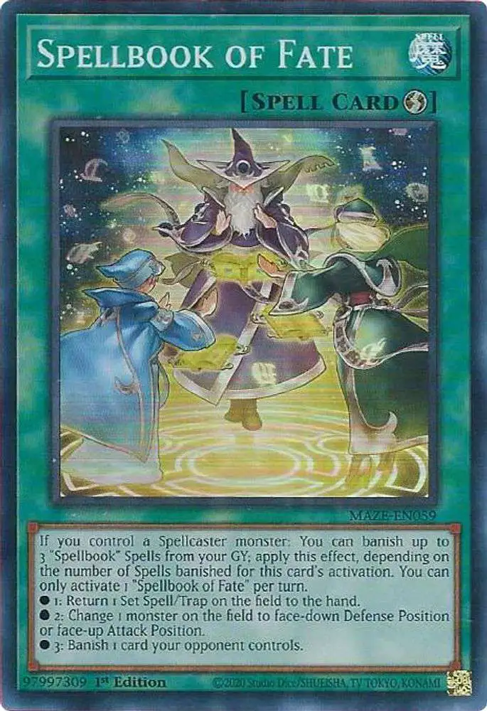 YuGiOh Trading Card Games Maze of Memories Single Card Super Rare Spellbook of Fate MAZE-EN059 ...