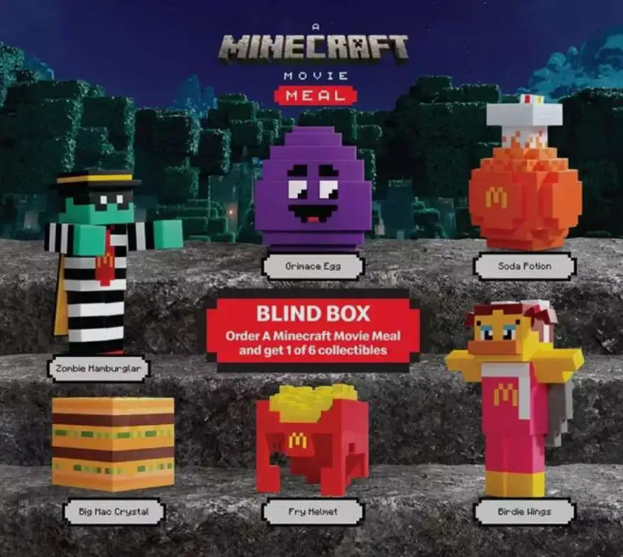 A Minecraft Movie 2025 Happy Meal Set of 6 Figures McDonalds - ToyWiz
