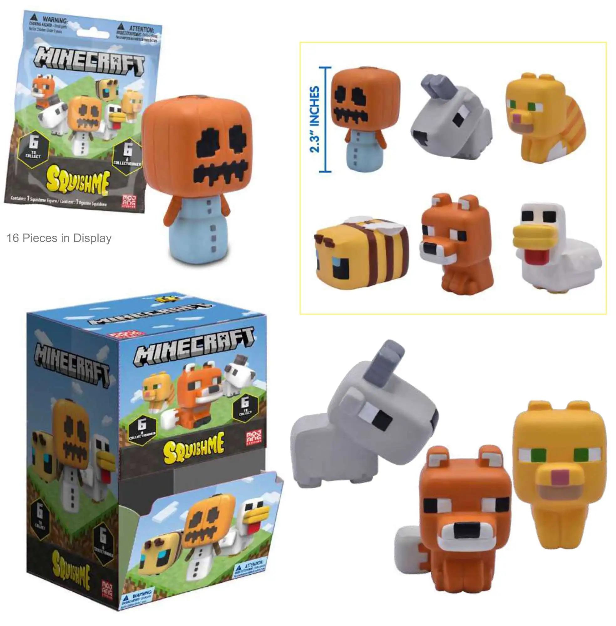 Minecraft Squishme Series 3 Mystery Box 16 Packs Just Toys - ToyWiz