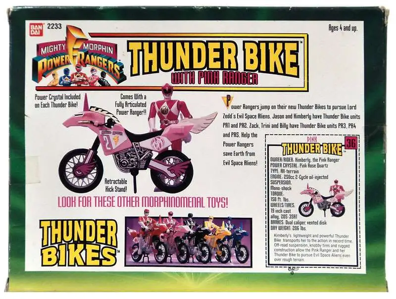 Power Rangers Mighty Morphin Thunder Bike with Pink Ranger 4 Action ...