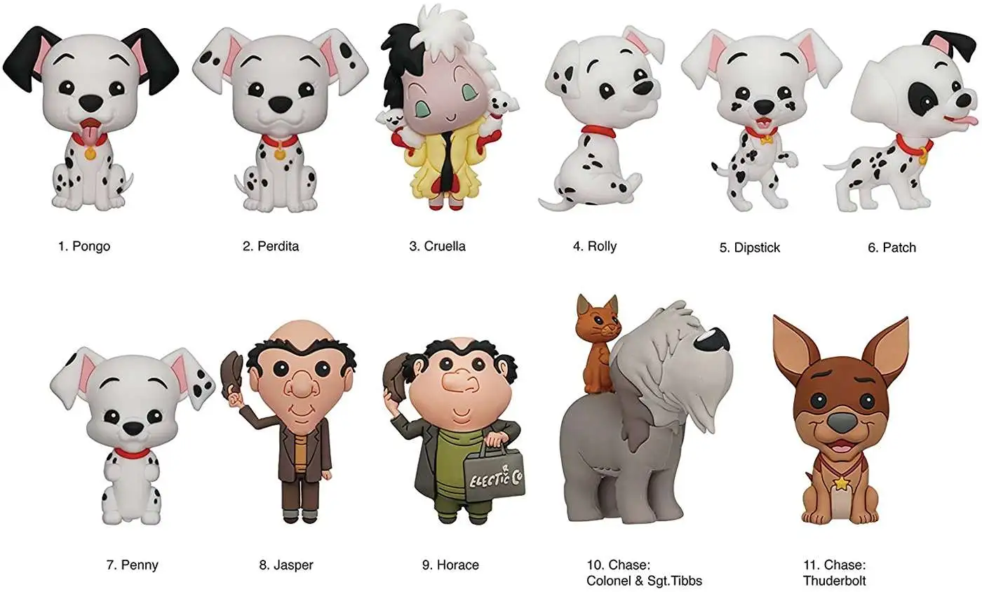 Disney 3D Figural Keyring Series 32 101 Dalmatians Mystery Box 24 Packs ...
