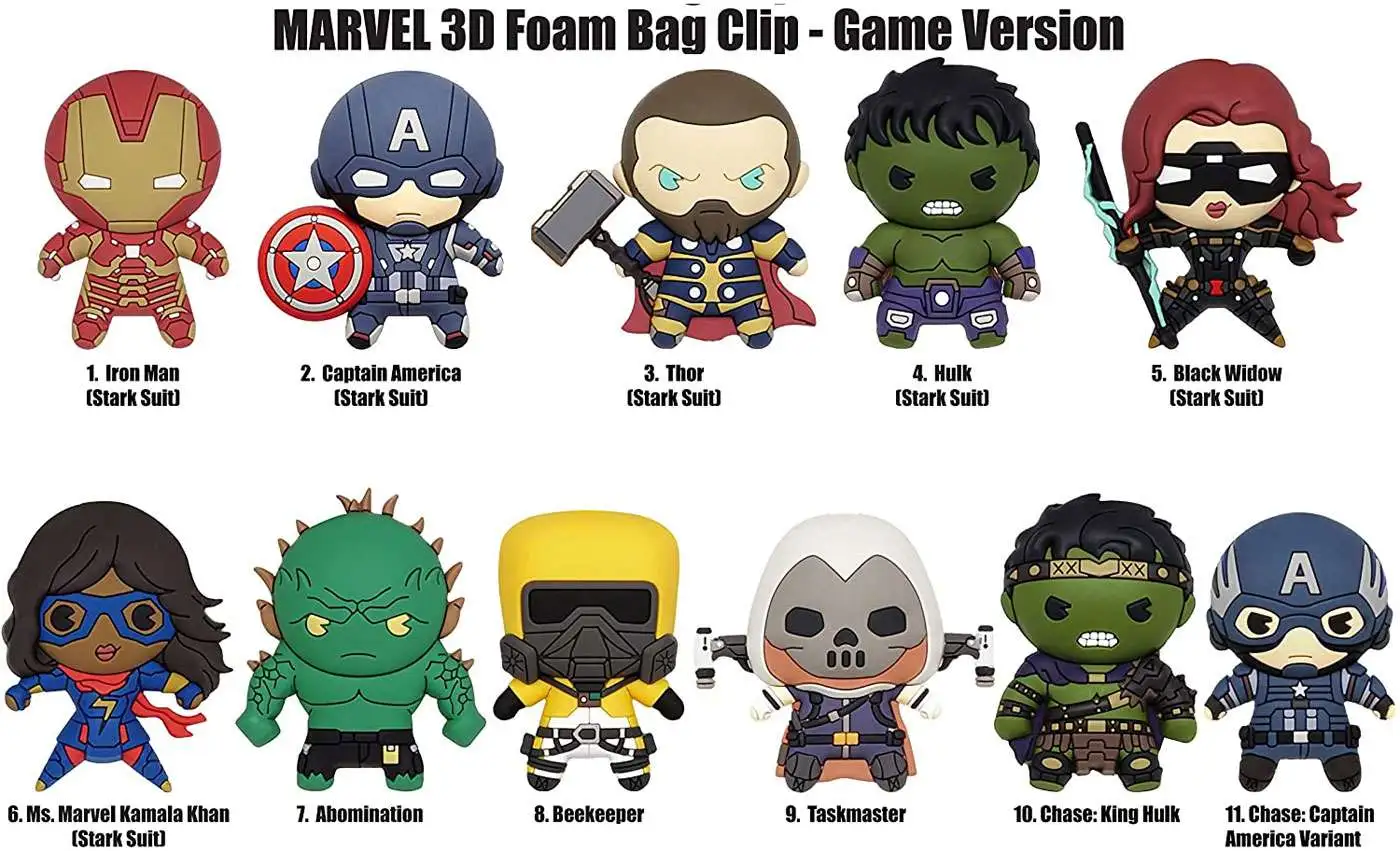 Marvel 3D Figural Foam Bag Clip Series 1 Avengers Game Mystery Pack 1 ...