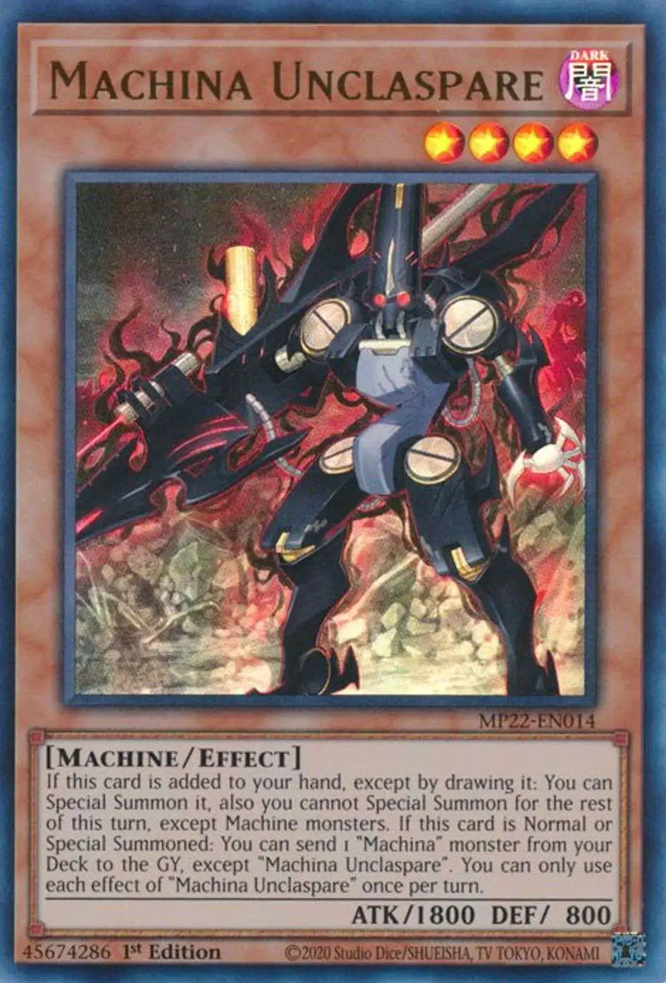 YuGiOh 2022 Tin of the Pharaohs Gods Single Card Ultra Rare Machina Unclaspare MP22-EN014 - ToyWiz
