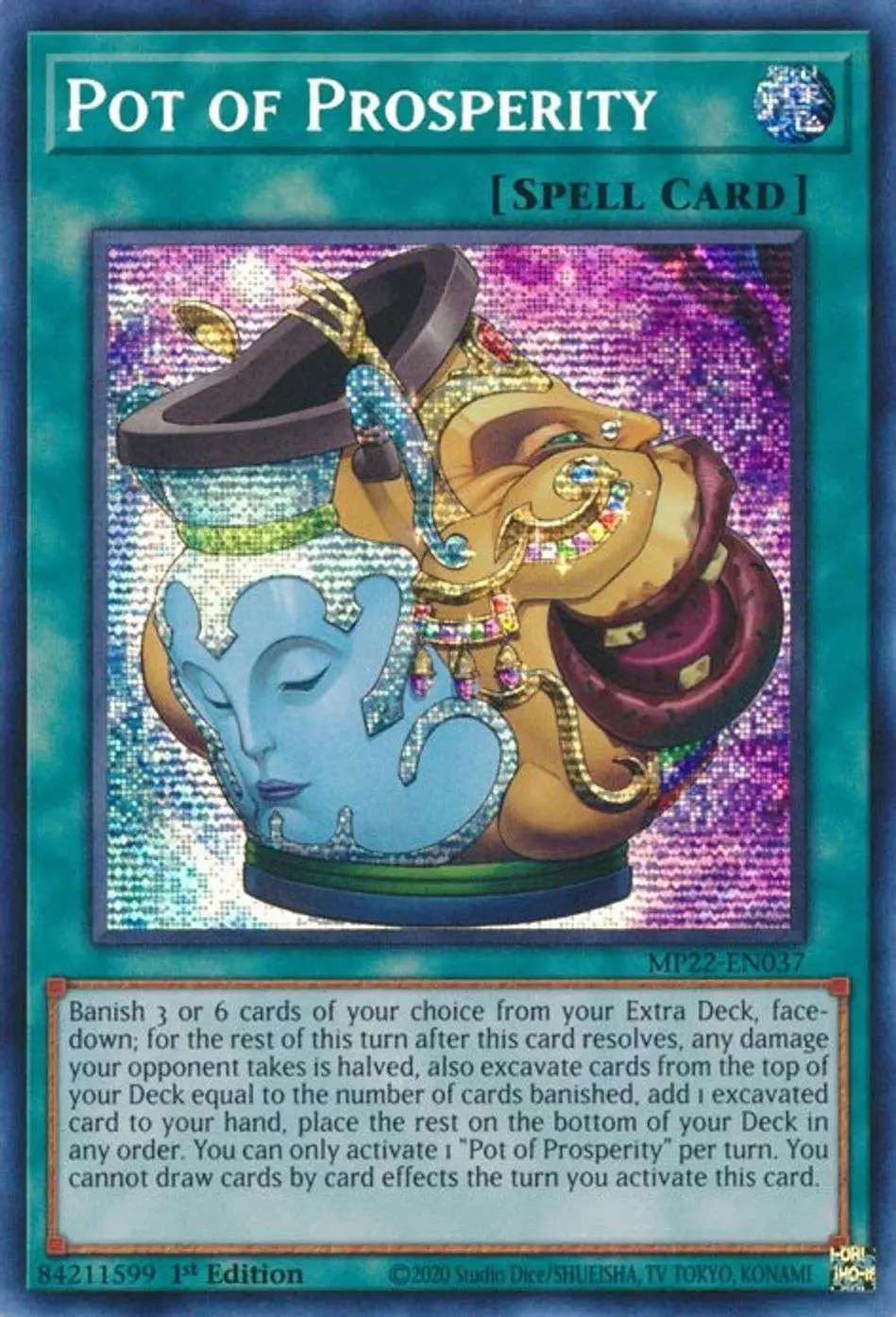 YuGiOh 2022 Tin of the Pharaohs Gods Single Card Prismatic Secret Rare Pot of Prosperity MP22 ...
