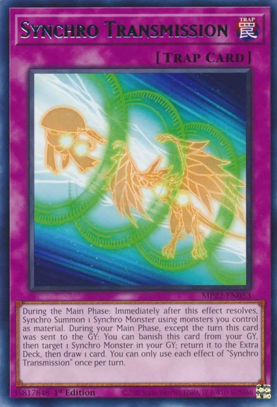 YuGiOh 2022 Tin of the Pharaohs Gods Single Card Rare Synchro Transmission MP22-EN053 - ToyWiz