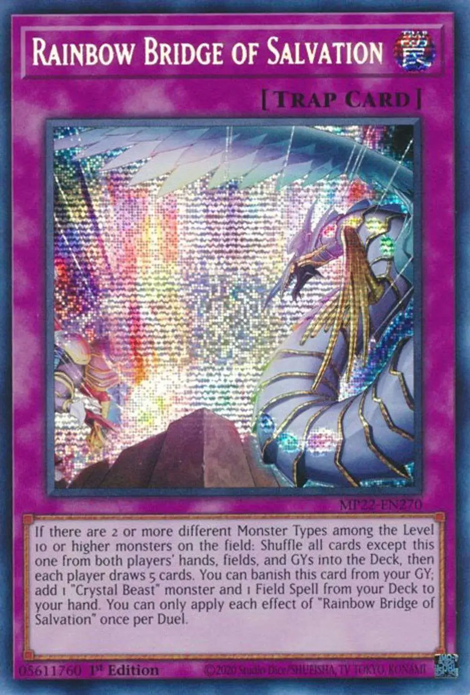 YuGiOh 2022 Tin of the Pharaohs Gods Single Card Prismatic Secret Rare Rainbow Bridge of ...