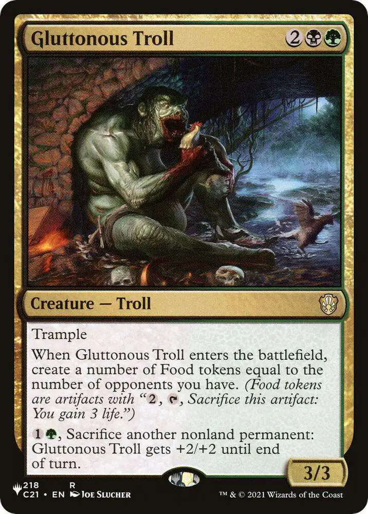 Magic The Gathering The List Reprints Single Card Rare Gluttonous Troll ...