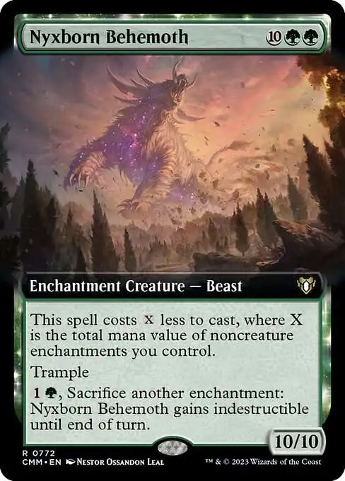 Magic The Gathering Commander Masters Single Card Rare Nyxborn Behemoth 772 Extended Art - ToyWiz