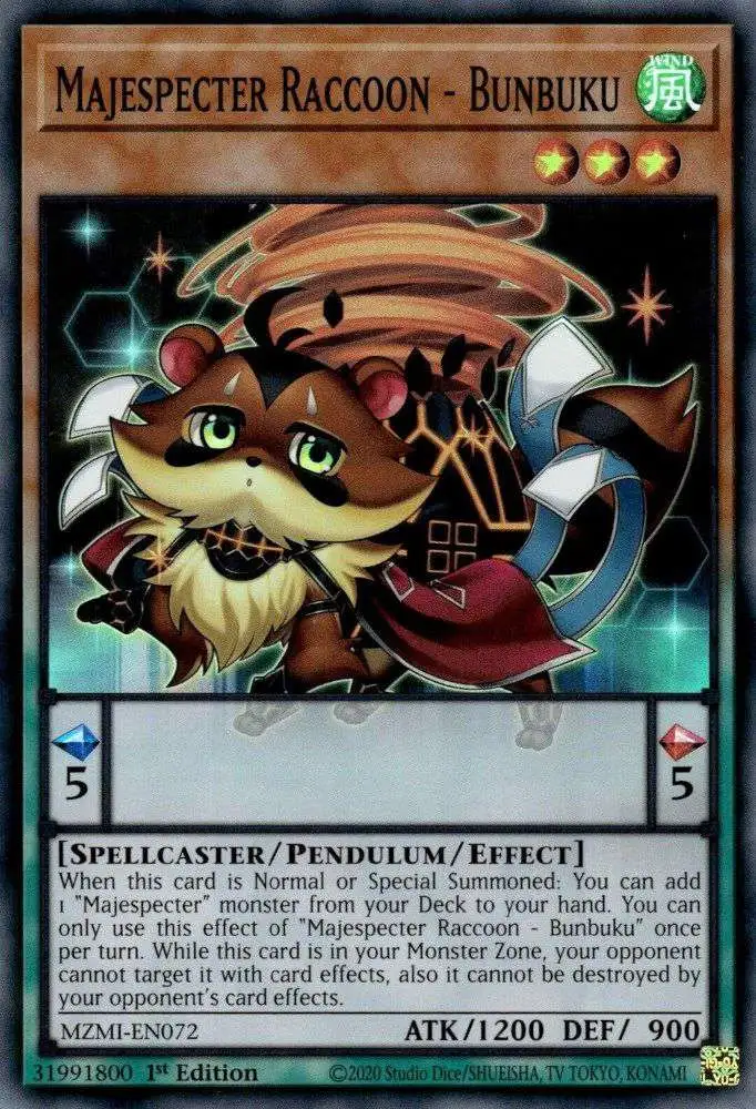 YuGiOh Trading Card Game Maze of Millennia Single Card Super Rare Majespecter Raccoon - Bunbuku ...