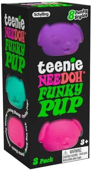 NeeDoh Teenie Funky Pups Stress Ball 3-Pack 3 RANDOM Colors Schylling ...