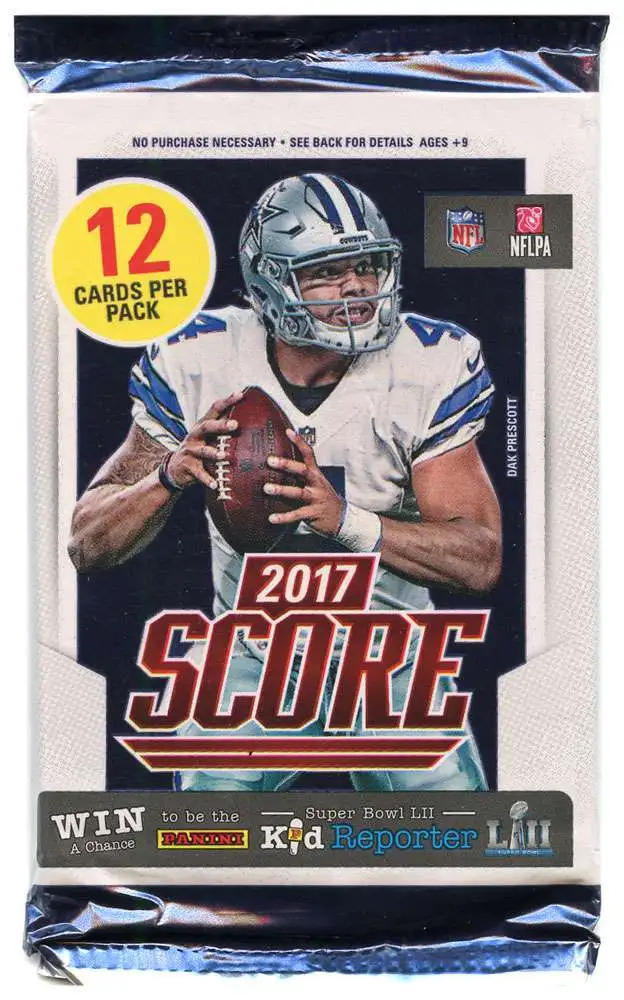 NFL Panini 2017 Score Football Trading Card Pack 12 Cards - ToyWiz