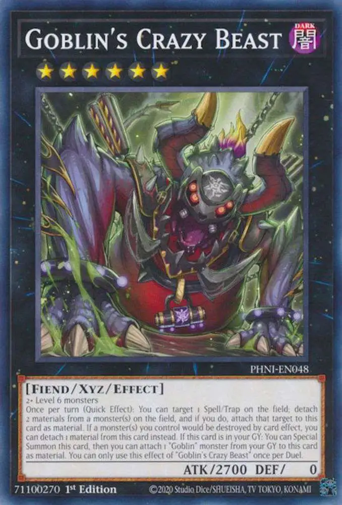 YuGiOh Trading Card Game Phantom Nightmare Single Card Common Goblins Crazy Beast PHNI-EN048 ...