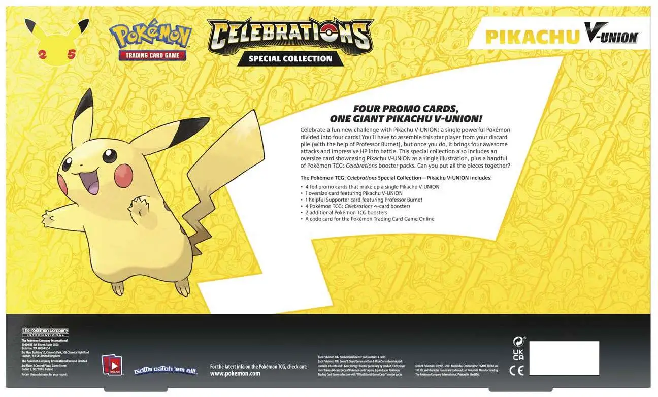 Pokemon Celebrations Pikachu V-Union Exclusive Collection Box PREMIUM ...