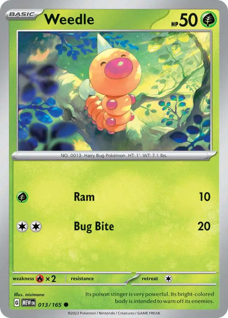 Pokemon Scarlet Violet 151 Single Card Common Weedle 13 - ToyWiz