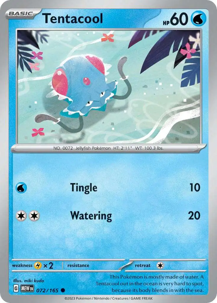 Pokemon Scarlet Violet 151 Single Card Common Tentacool 72 - ToyWiz