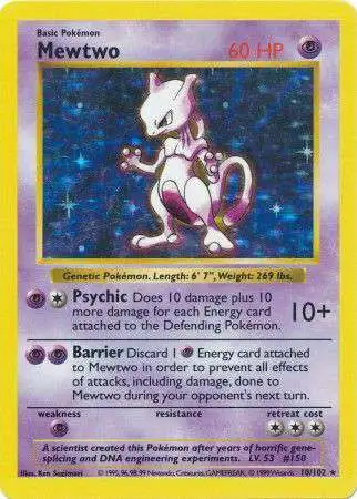 Pokemon Base Set Single Card Rare Holo Mewtwo 10 Damaged - ToyWiz
