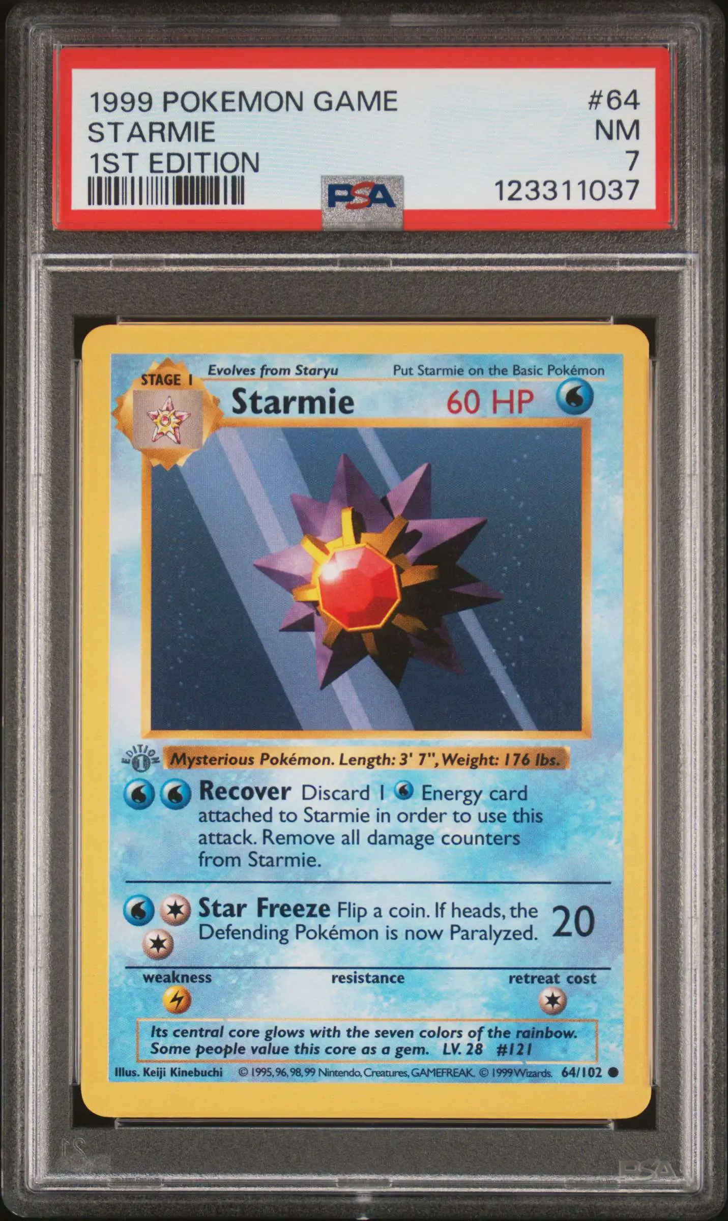 Pokemon Base Set Single Card Common Starmie 64 Shadowless 1st Edition ...