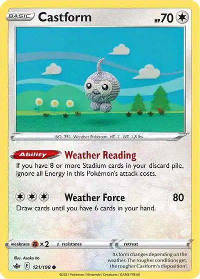 Pokemon Trading Card Game Sword Shield Chilling Reign Single Card Common Castform 121 - ToyWiz