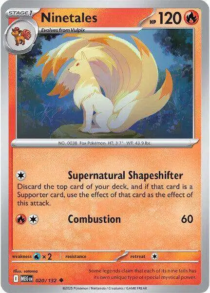 Pokemon Trading Card Game ME01 Mega Evolution Single Card Uncommon Ninetales 20 - ToyWiz
