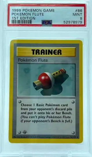 Pokemon Base Set Single Card Uncommon Pokemon Flute 86 PSA - Mint ...
