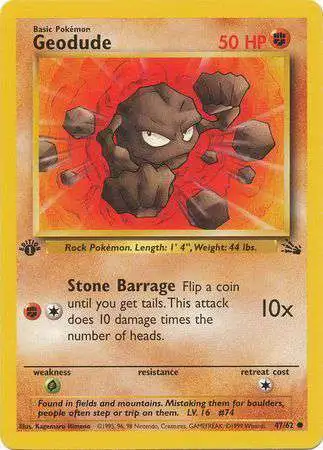 Pokemon Fossil Single Card Common Geodude 47 1st Edition - ToyWiz