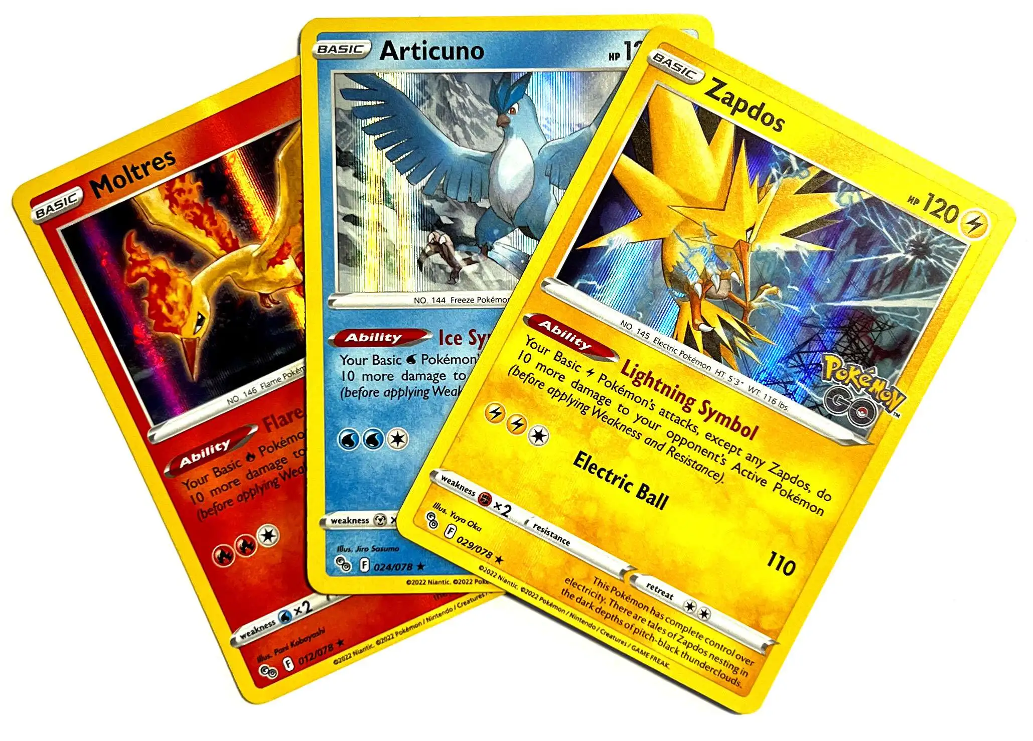 Pokemon Pokemon GO Articuno, Zapdos Moltres Rare Holo 3 Single Card Set ...