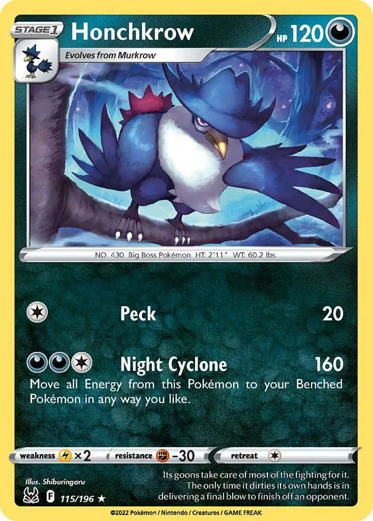 Pokemon Trading Card Game Lost Origin Single Card Rare Honchkrow 115 ...