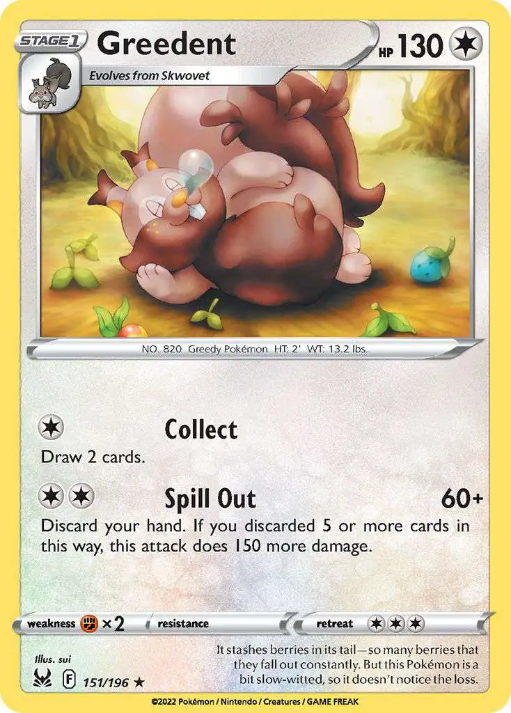 Pokemon Trading Card Game Lost Origin Single Card Rare Greedent 151 ...