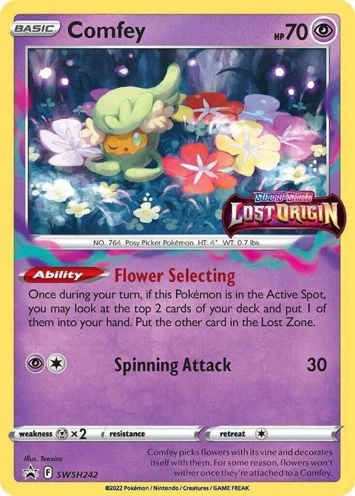 Pokemon Trading Card Game Lost Origin Single Card Rare Comfey SWSH242 ...