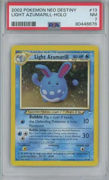 Pokemon Neo Destiny Light Azumarill Rare Holo Graded Card 13 PSA 7 ...