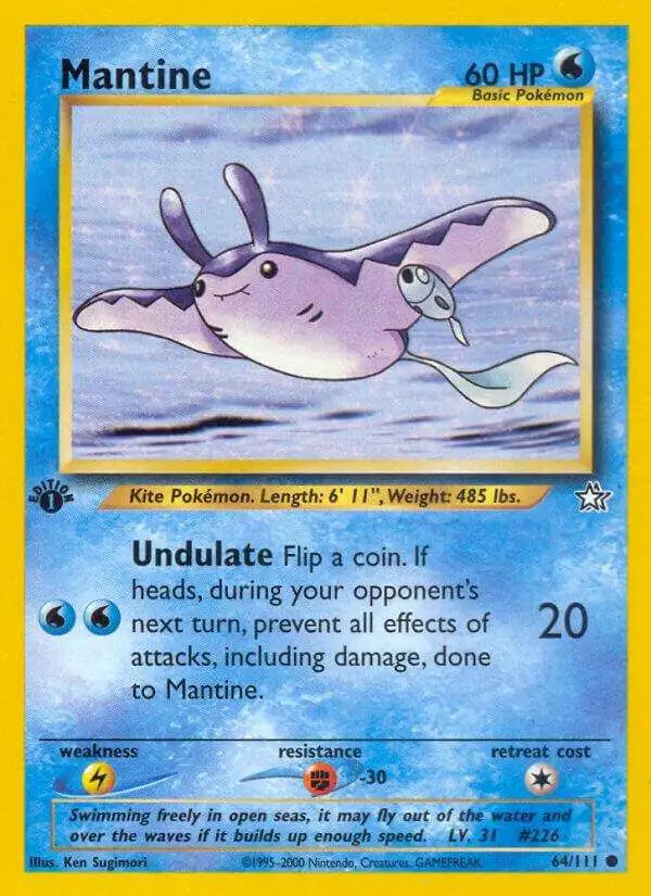 Pokemon Neo Genesis Single Card Common Mantine 64 First Edition - Lightly Played Lightly Played ...