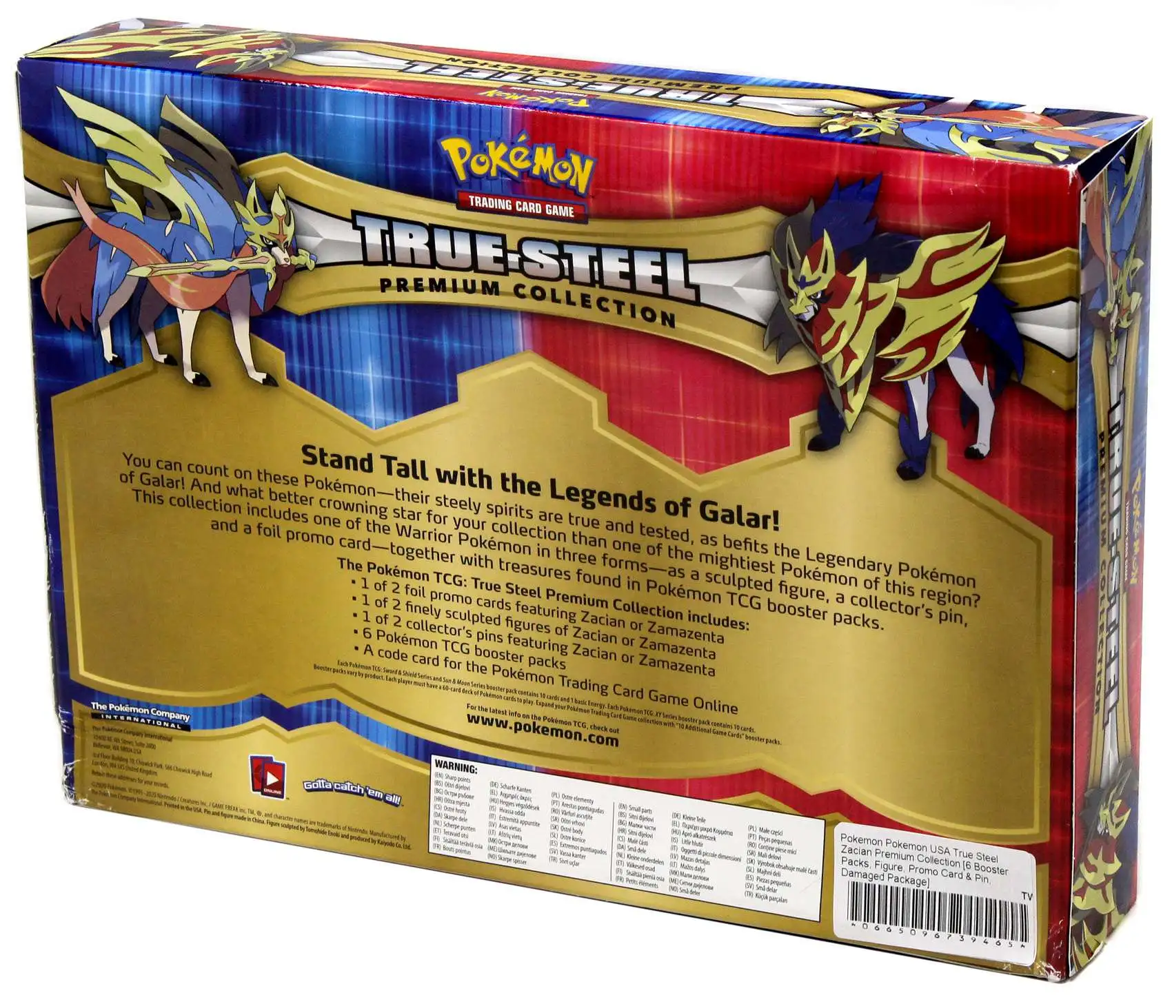 Pokemon True Steel Zacian Premium Collection 6 Booster Packs, Figure ...
