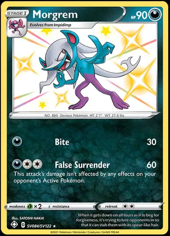 Pokemon Shining Fates Single Card Shiny Rare Morgrem SV084 - ToyWiz