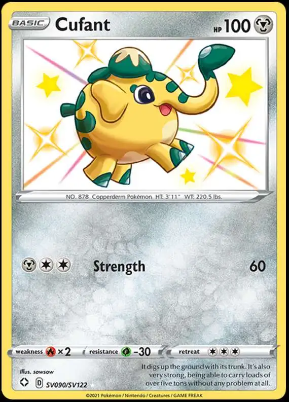 Pokemon Shining Fates Single Card Shiny Rare Cufant SV090 - ToyWiz