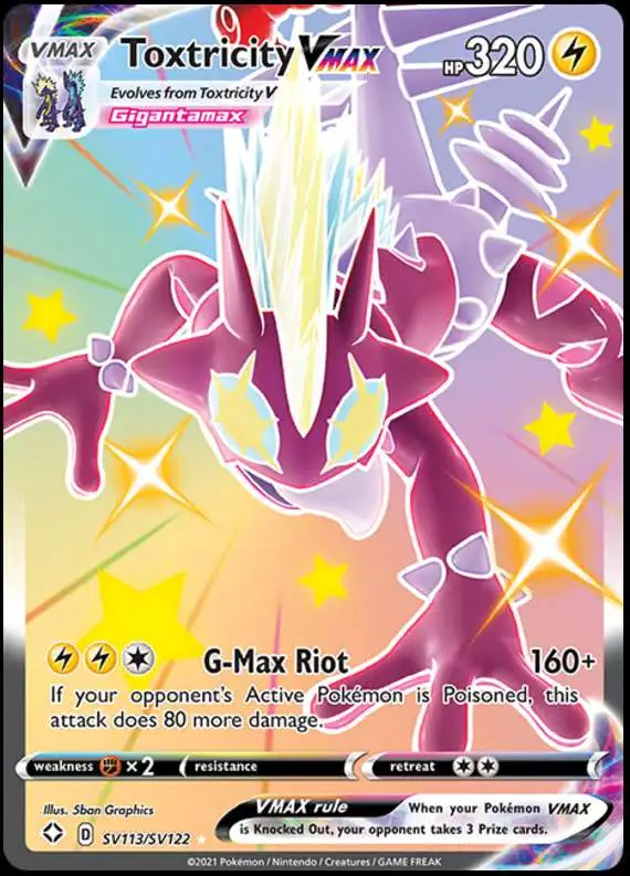 Pokemon Shining Fates Single Card Shiny Rare Toxtricity VMAX SV113 - ToyWiz