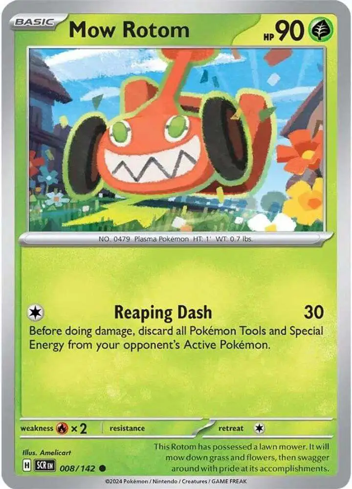 Pokemon Trading Card Game Stellar Crown Single Card Common Mow Rotom 8 - ToyWiz