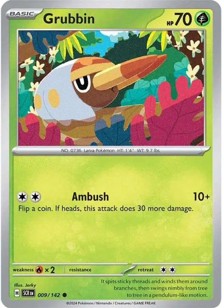 Pokemon Trading Card Game Stellar Crown Single Card Common Grubbin 9 ...