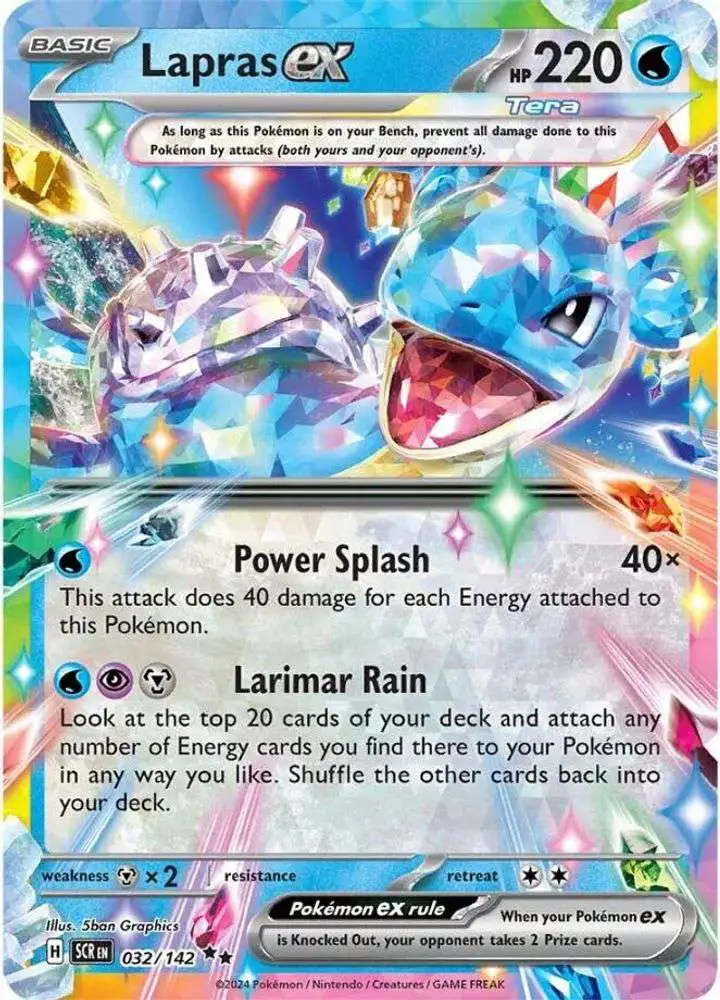 Pokemon Trading Card Game Stellar Crown Single Card Double Rare Lapras ex 32 - ToyWiz